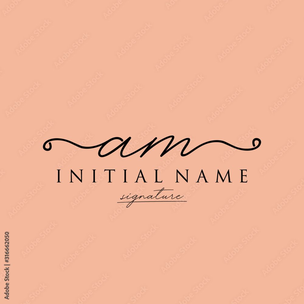 Initial letter AM Signature handwriting Logo Vector Stock Vector ...