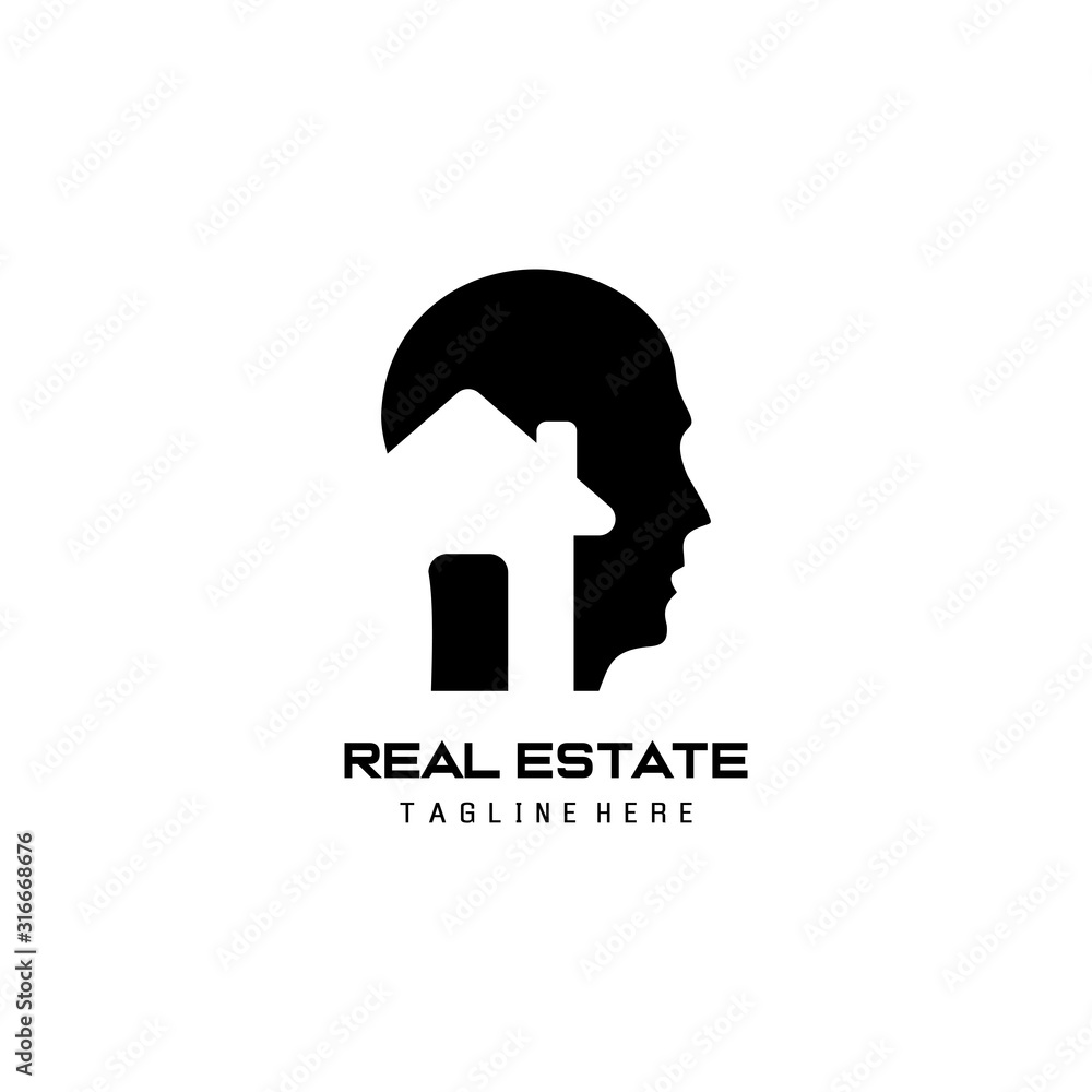 Vector symbol of human head. Profile face isolated on white background ...