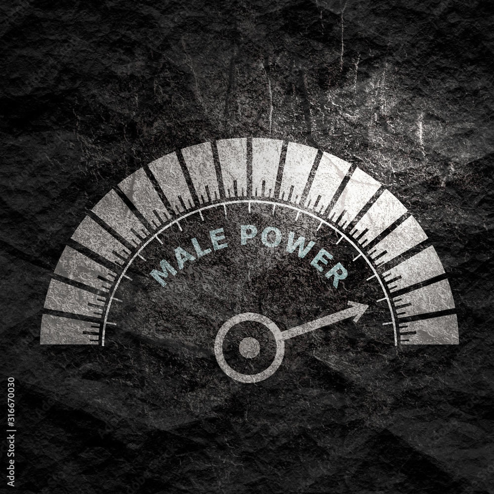 Scale with arrow. The male power level measuring device icon. Sign ...
