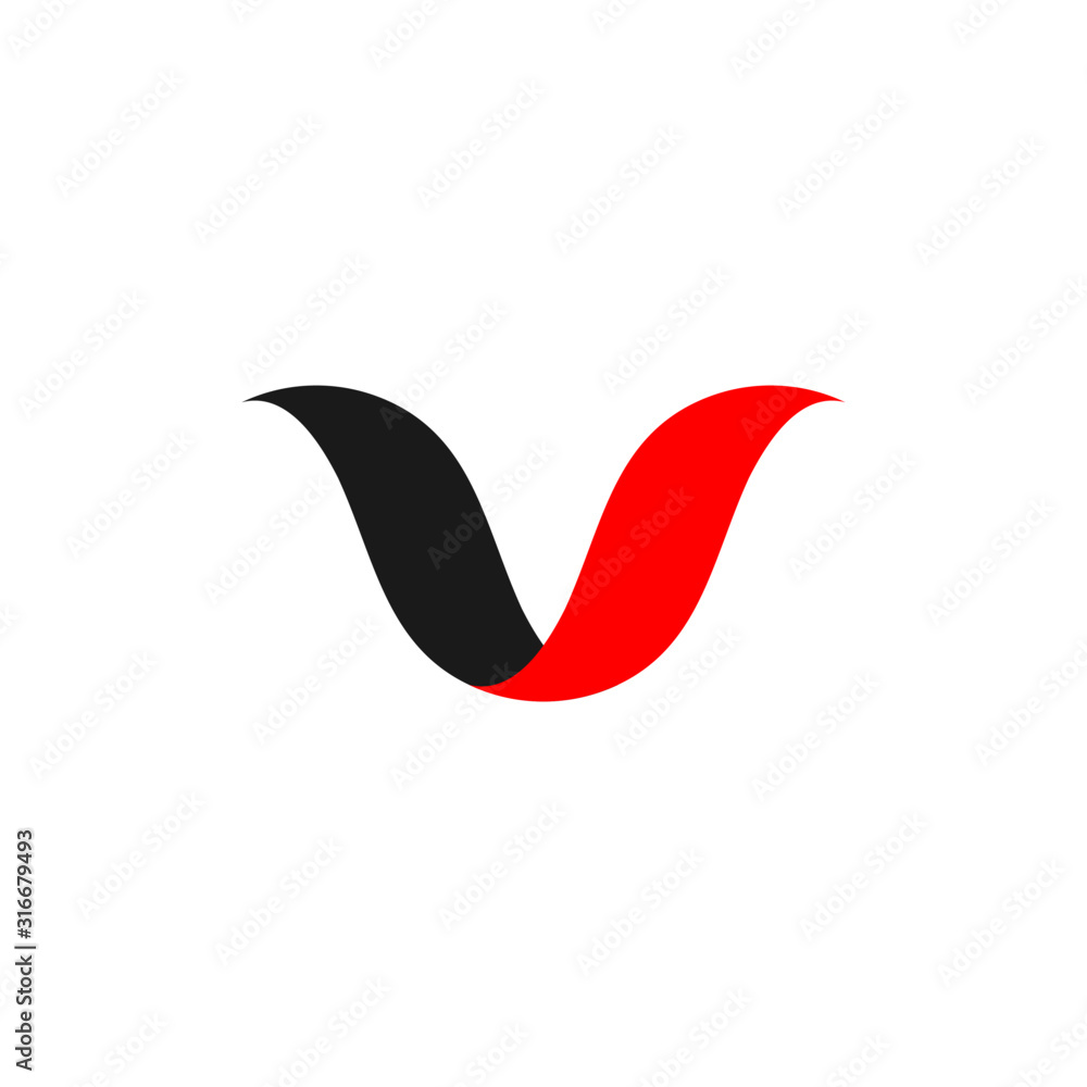 symbol vector of letter v simple curves 3d colors design Stock Vector ...