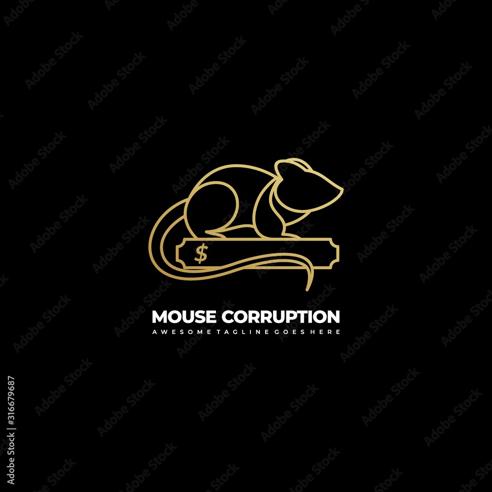 Vector Logo Illustration Mouse Corruption Line Art Style Stock Vector ...