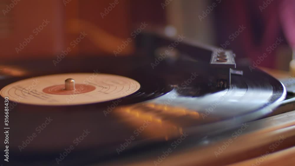 Vinyl gramophone. Cinemagraph Loop Vinyl Player View Top. Vinyl record ...