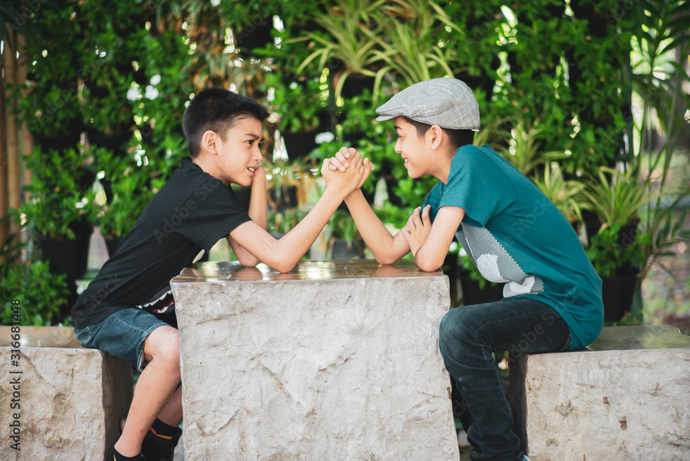 Sibling brother boy fighting wrestle Stock Photo | Adobe Stock