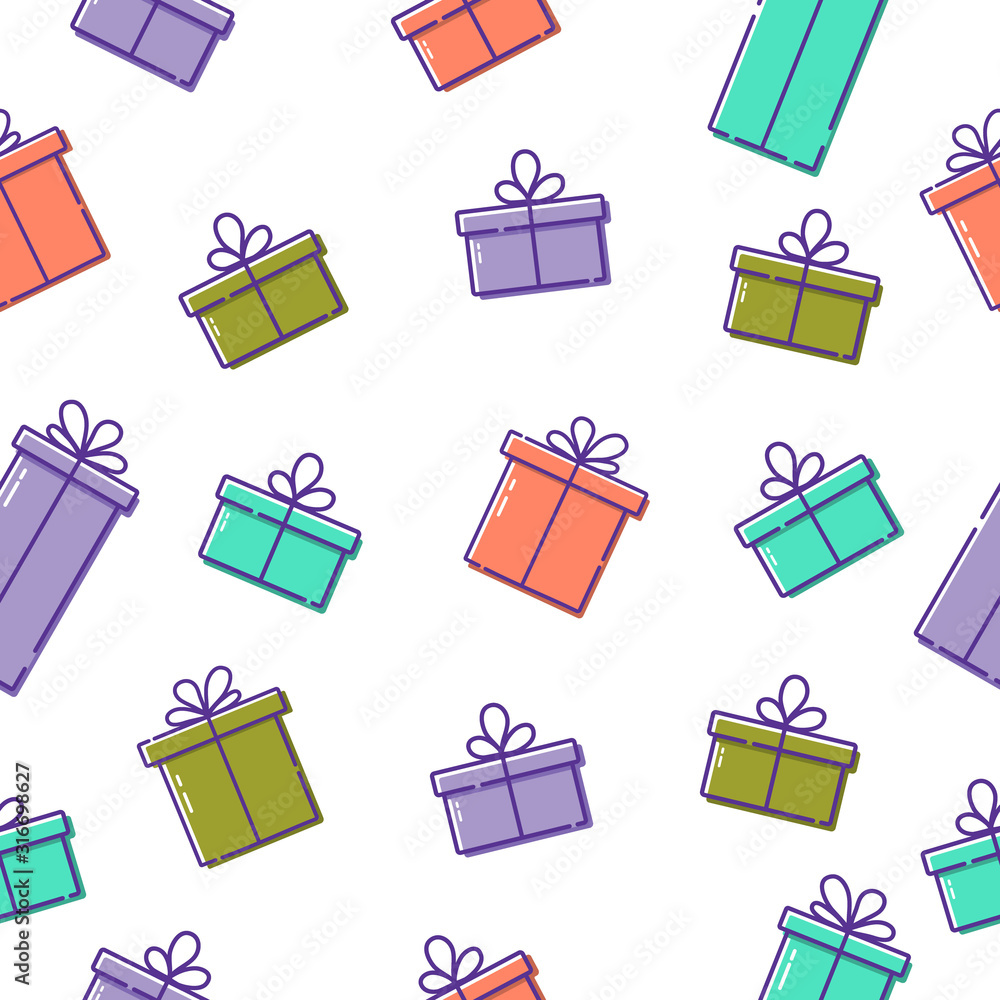 Falling gifts seamless pattern. Falling down surprise box for happy ...