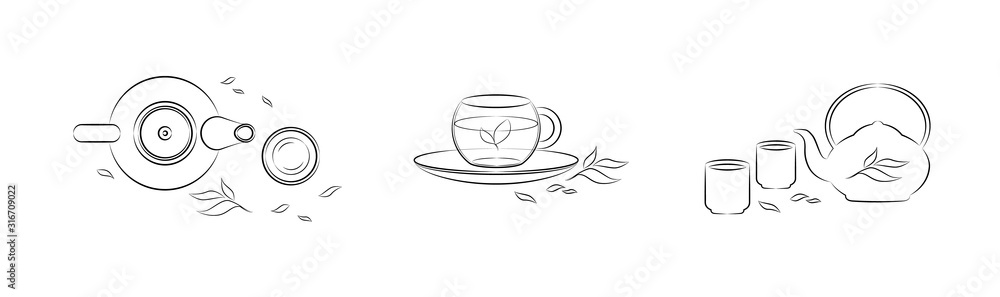Set of thin line tea icons. Eps 10 vector illustration. Design element ...