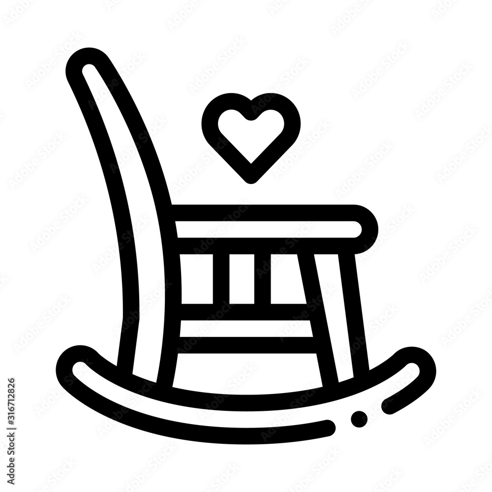 Rocking Chair Icon Vector. Outline Rocking Chair Sign. Isolated Contour ...