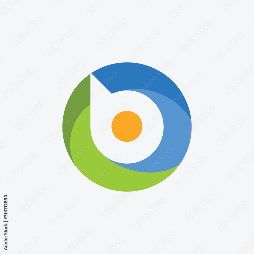 initial letter logo b inside circle shape. letter ob, b o, b inside o ...
