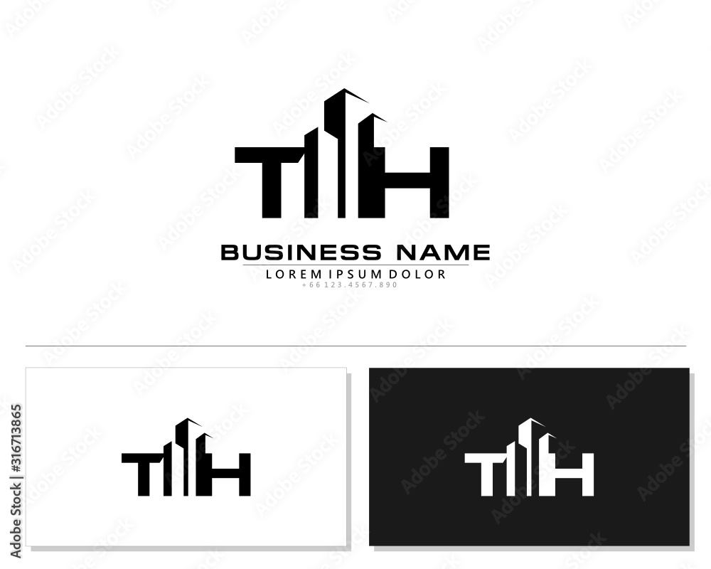 T H TH Initial building logo concept Stock Vector | Adobe Stock