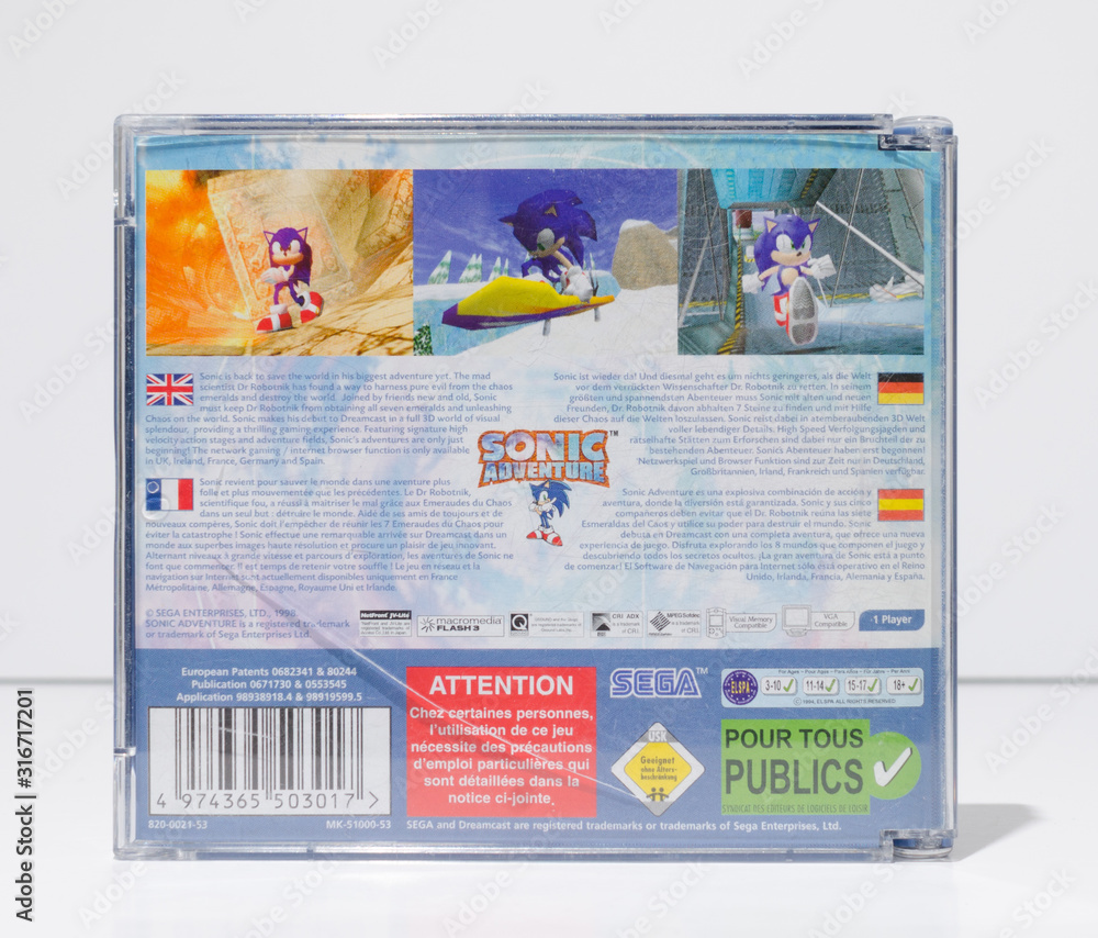 london, england, 05/09/2019 sonic the hedgehog sonic adventure Sega ...