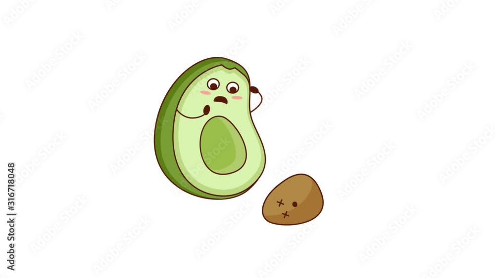 Cute cartoon avocado family, mother and child characters. Young parents ...