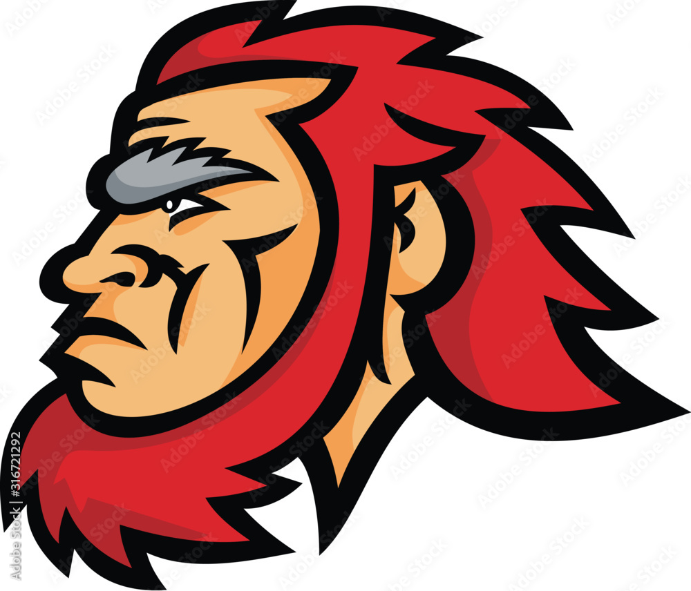 Caveman Head Side Mascot Stock Vector | Adobe Stock