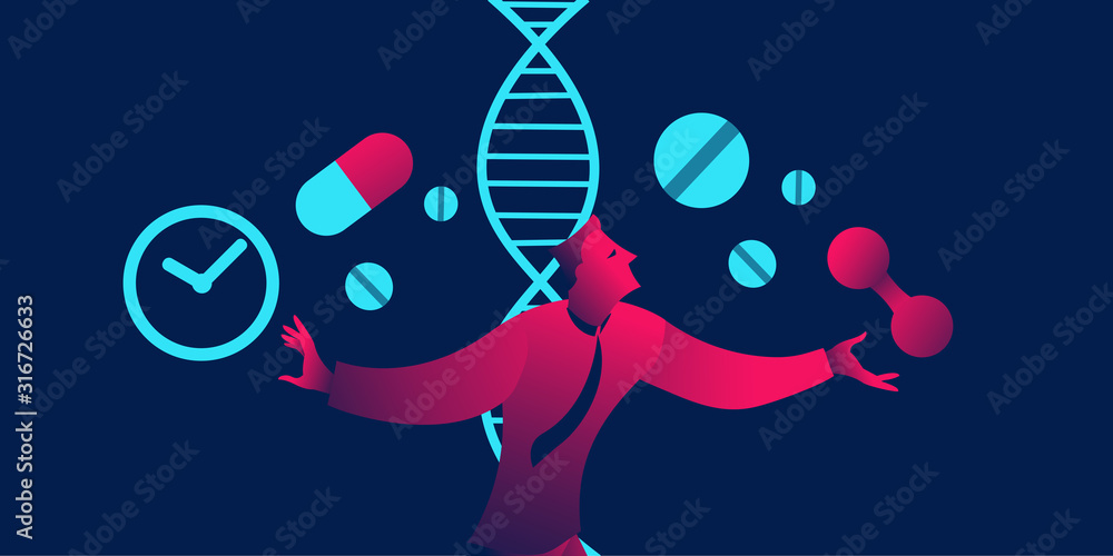 biohacking concept in red and blue neon gradients Stock Vector | Adobe ...