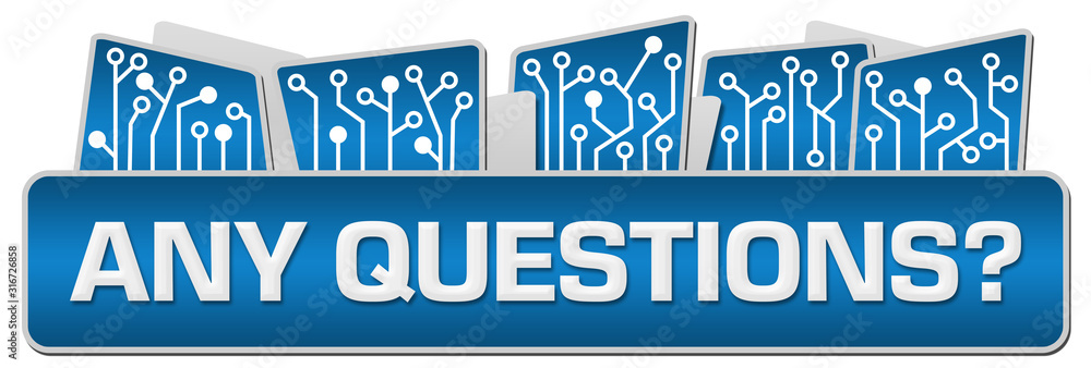 Any Questions Blue Circuit Elements On Top Horizontal Stock ...