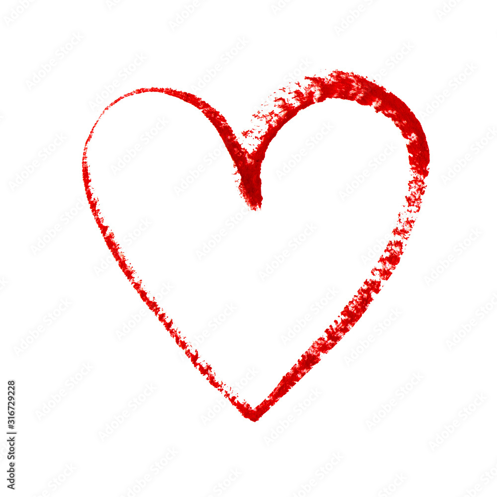 Elegant Red heart shape. Design for love symbols. Brush style. Raster ...