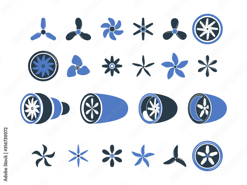 Airplane engines. Propeller turbine symbols plane equipment detailing ...