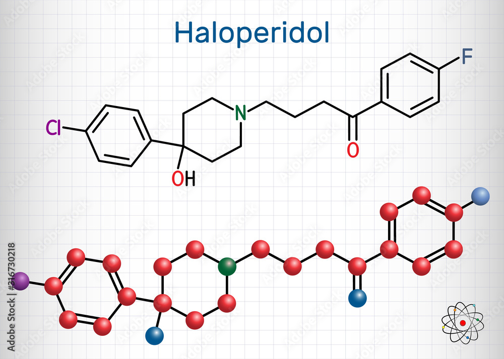 Obraz Haloperidol molecule, is antipsychotic medication. Structural ... Obraz Haloperidol molecule, is antipsychotic medication. Structural ...