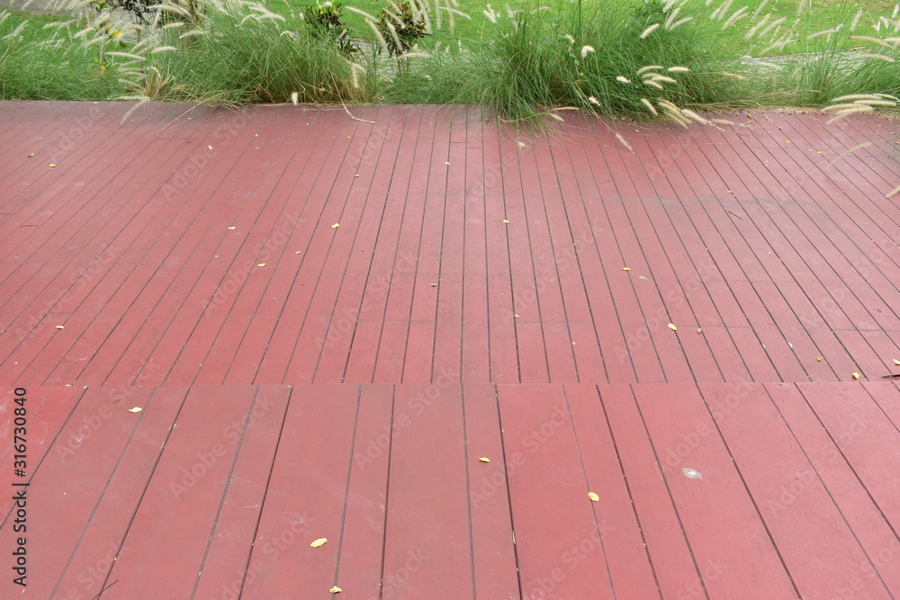red wood plank patio floor in outdoor garden Stock Photo | Adobe Stock