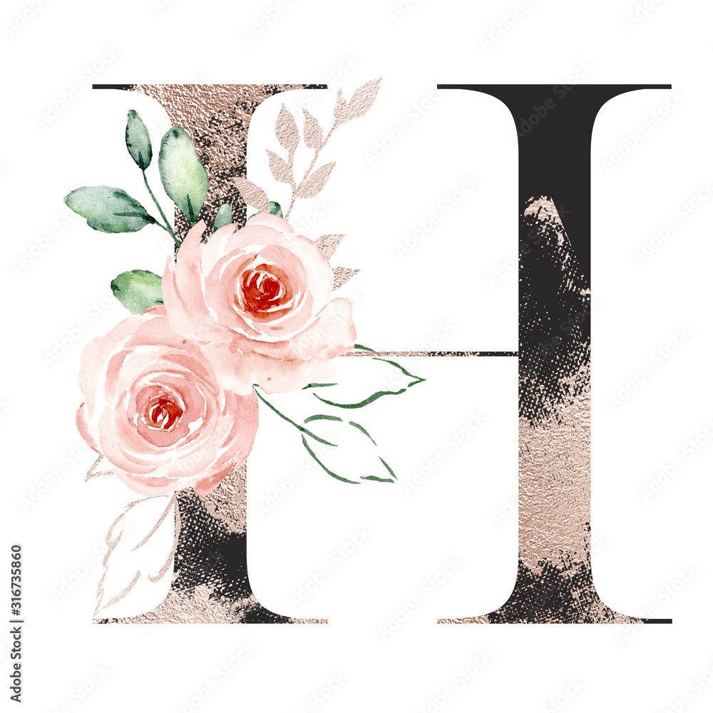 H Letter In Rose