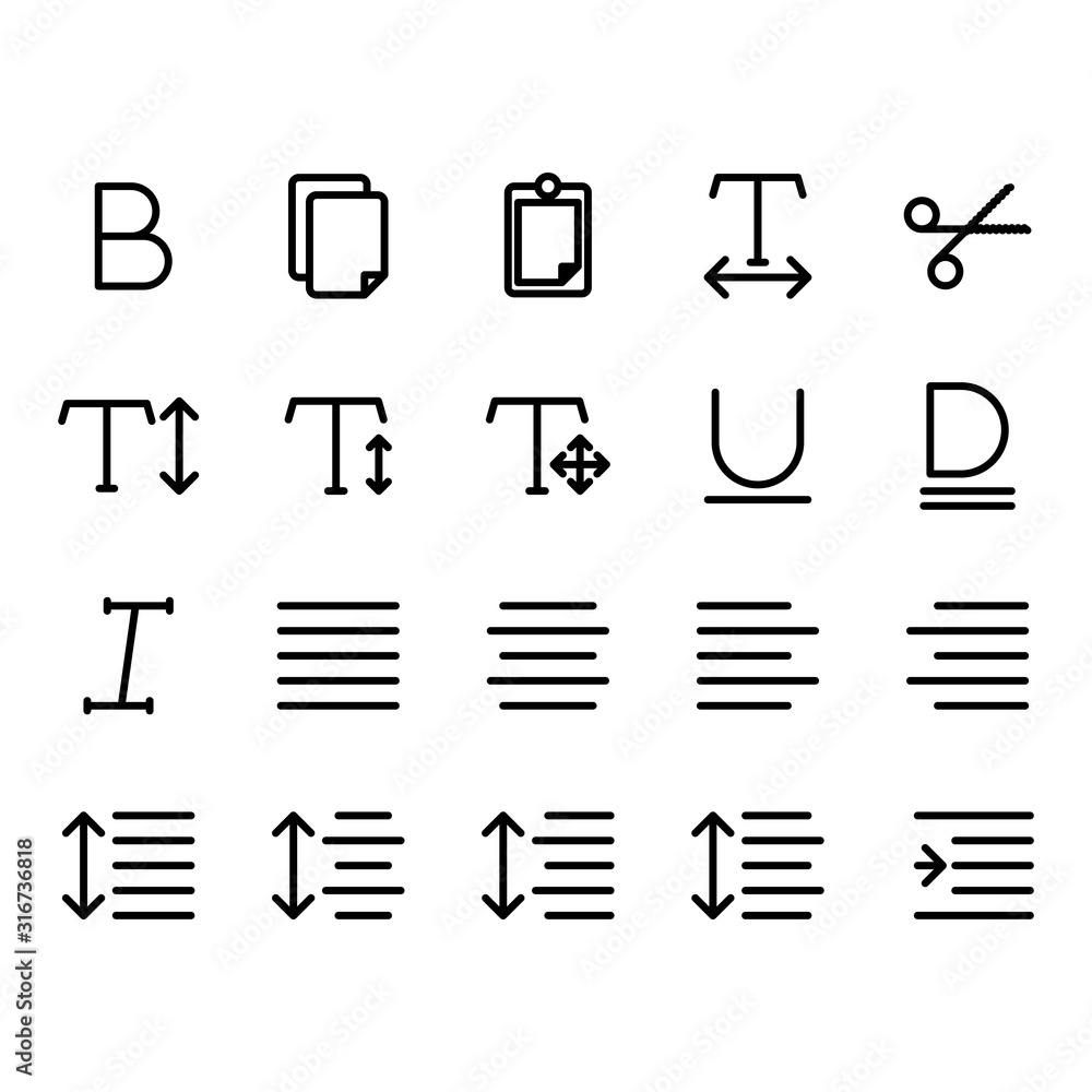 Editing text icon set include text, bold, edit,design,document, copy ...