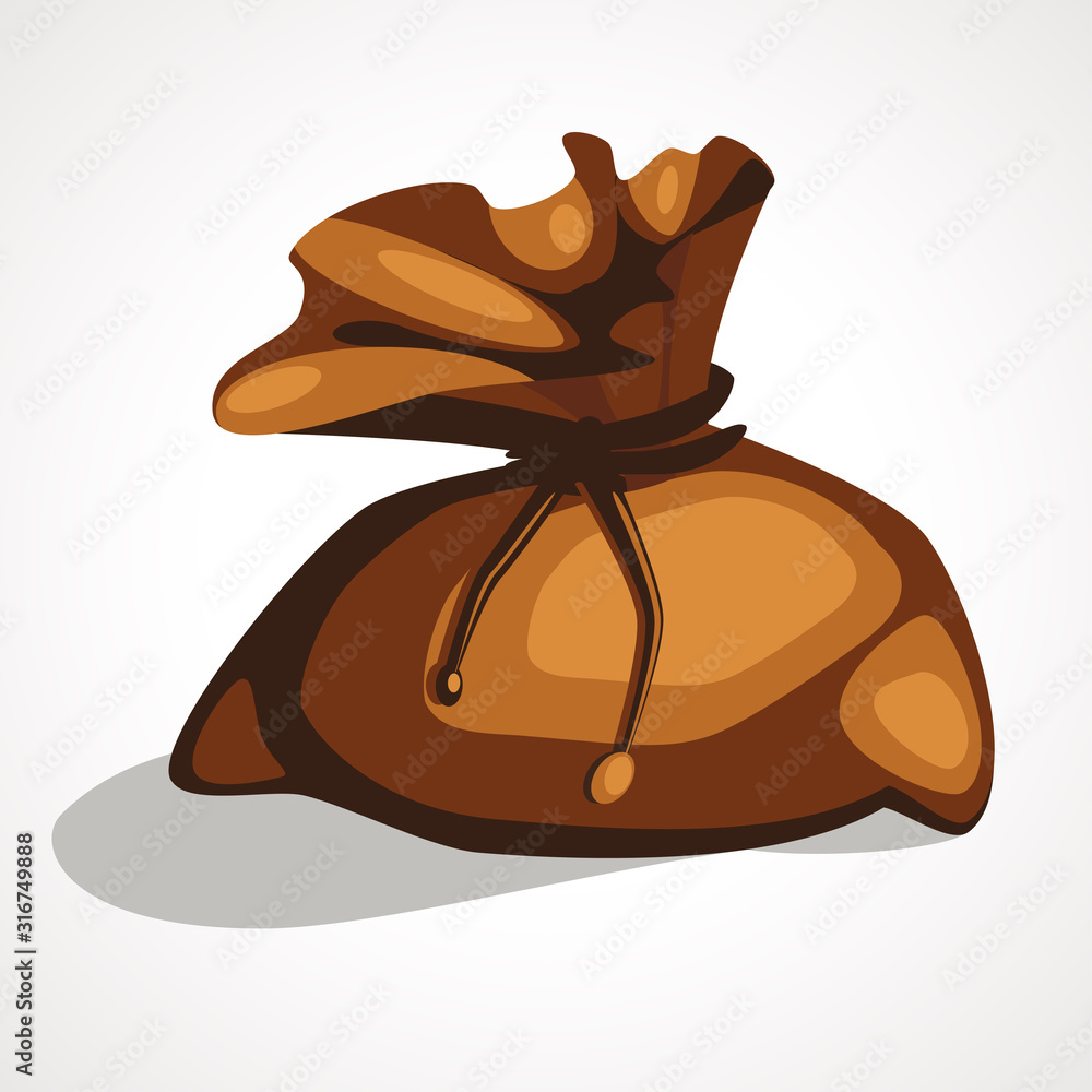 Cartoon old full bag for money. Vector illustration Stock Vector ...