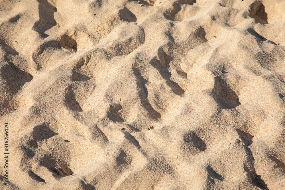 Fine sand texture - Sandy sunny beach for background - Top view - Full ...