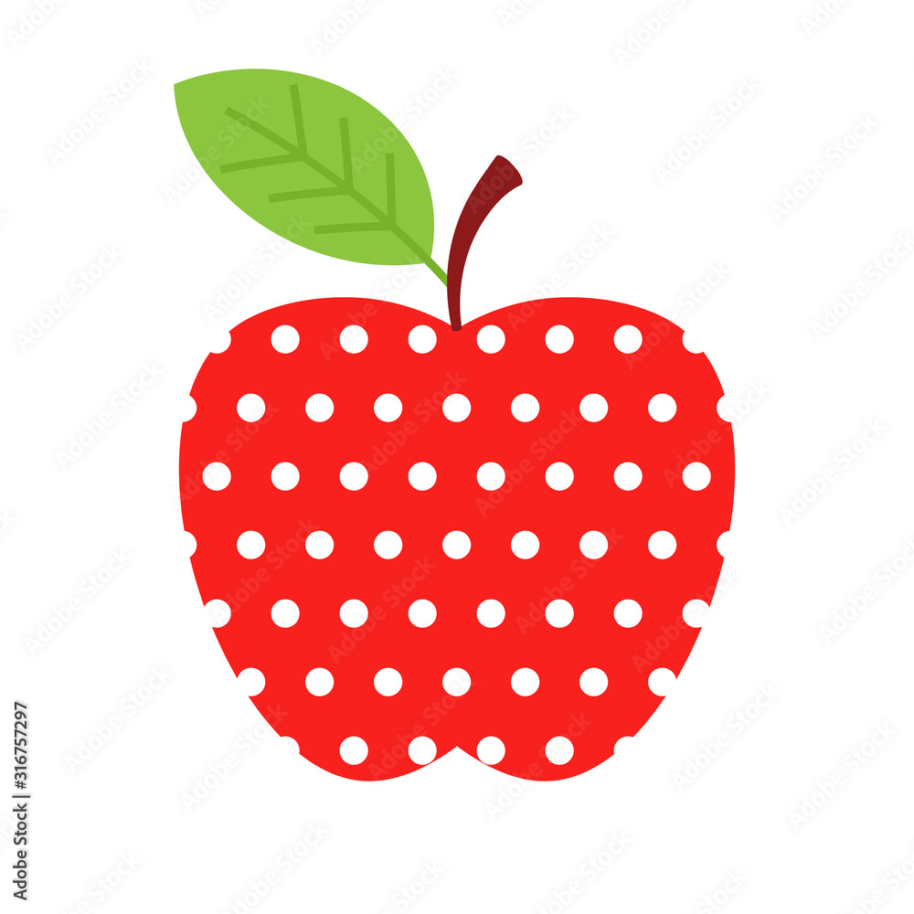 Polka dot apple icon. Clipart image isolated on white background Stock ...
