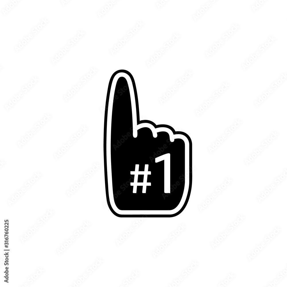 Fan foam finger silhouette icon. Clipart image isolated on white ...
