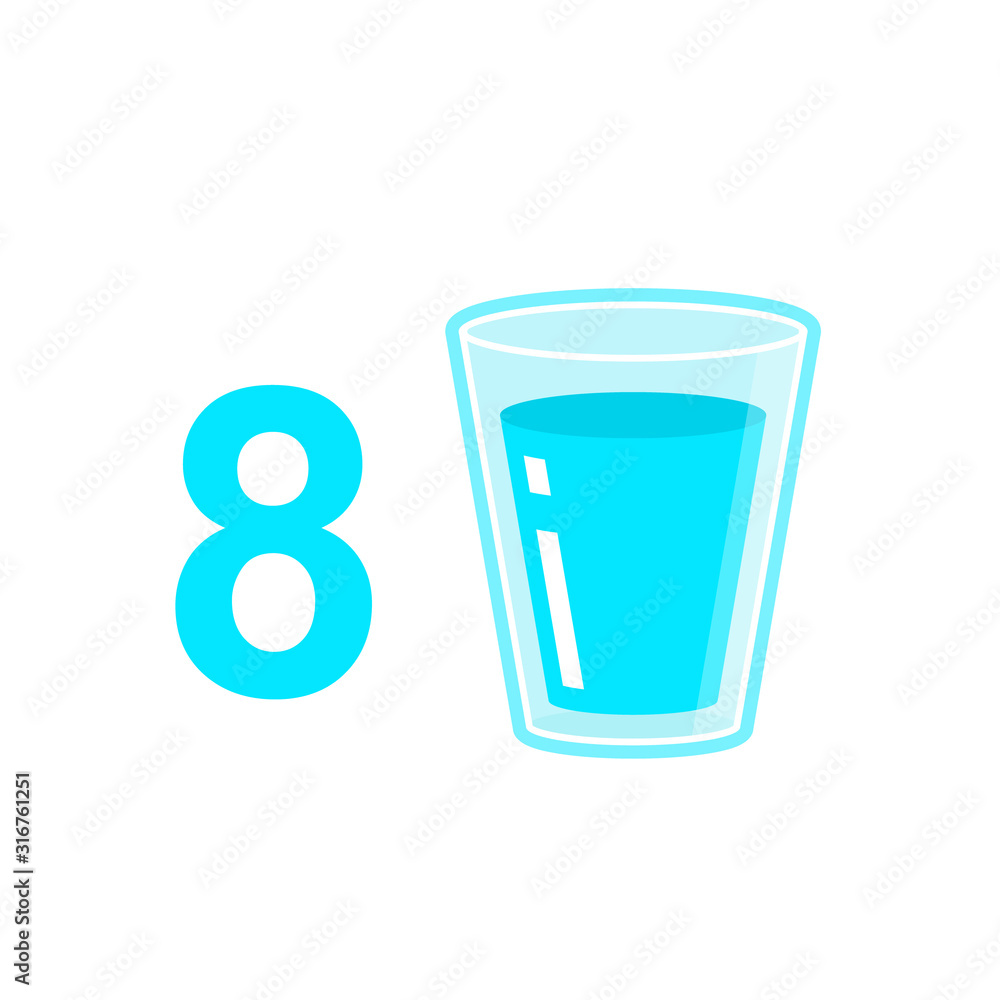 8 Glass water design. Clipart image isolated on white background Stock ...