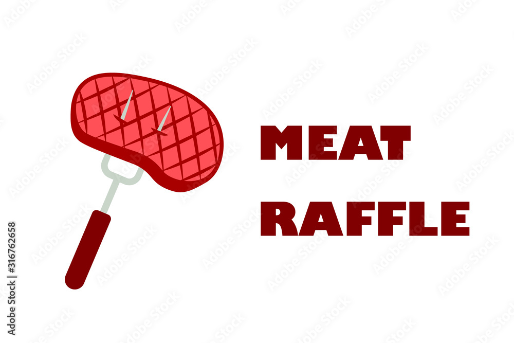 Meat raffle design. Clipart image isolated on white background Stock ...