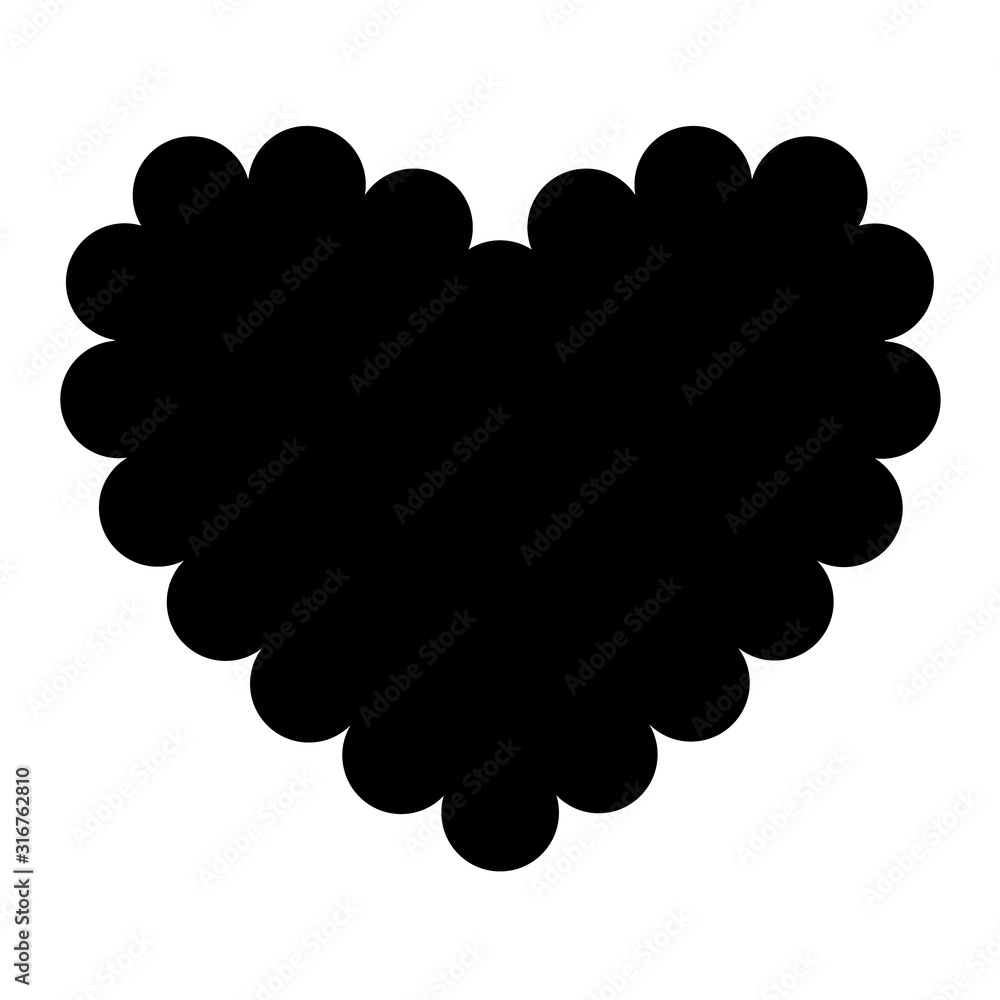 Scalloped heart shape. Clipart image isolated on white background Stock ...