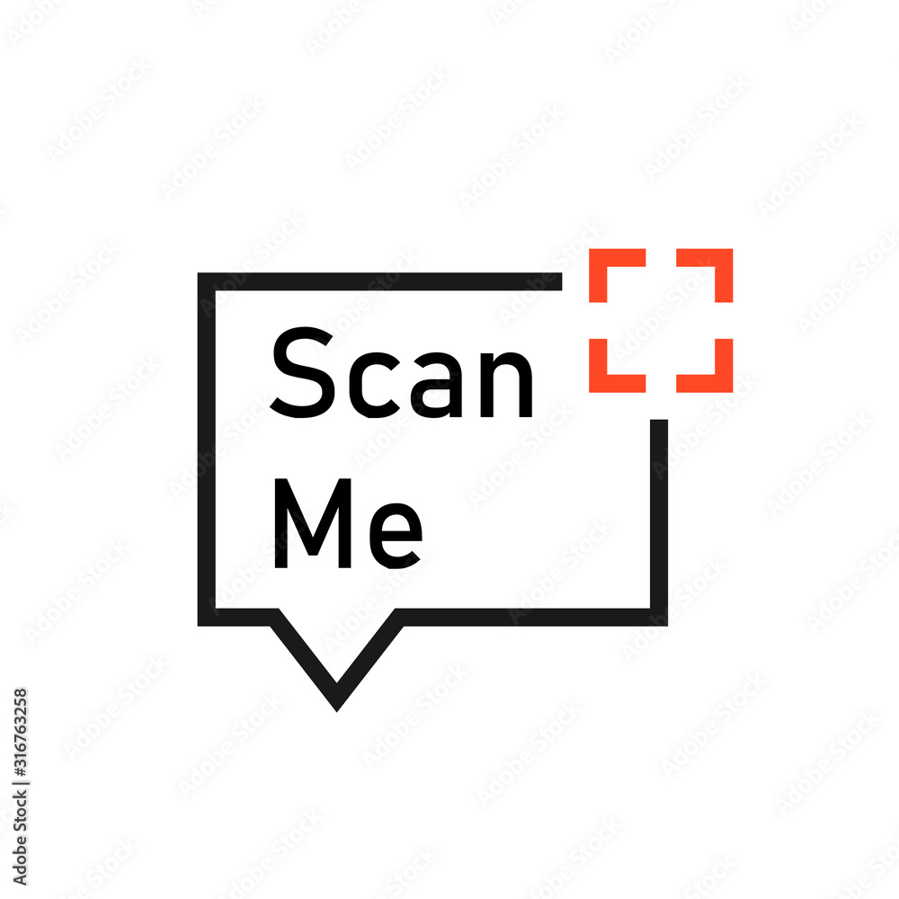 Scan ME speech bubble icon. Clipart image isolated on white background ...