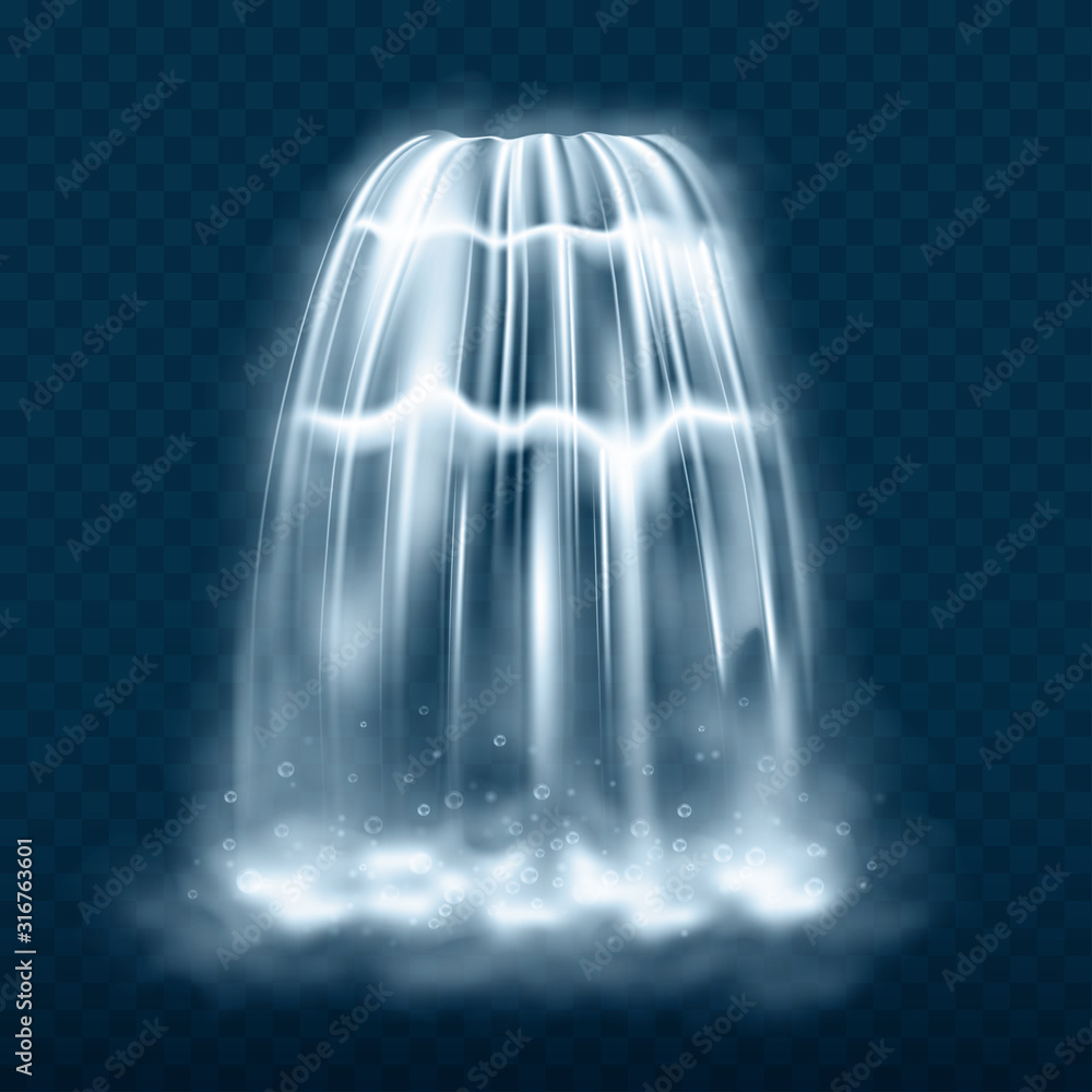 Waterfall cascade isolated on transparent background. Realistic ...