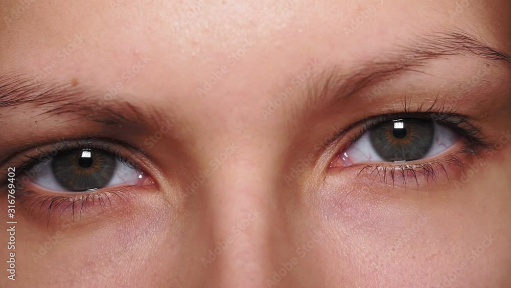 Gray, brown eyes, Sector heterochromia, looking at the camera. Portrait ...
