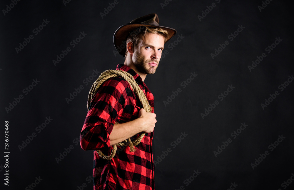 Lasso tool of American cowboy. Lasso is used in rodeos as part of ...