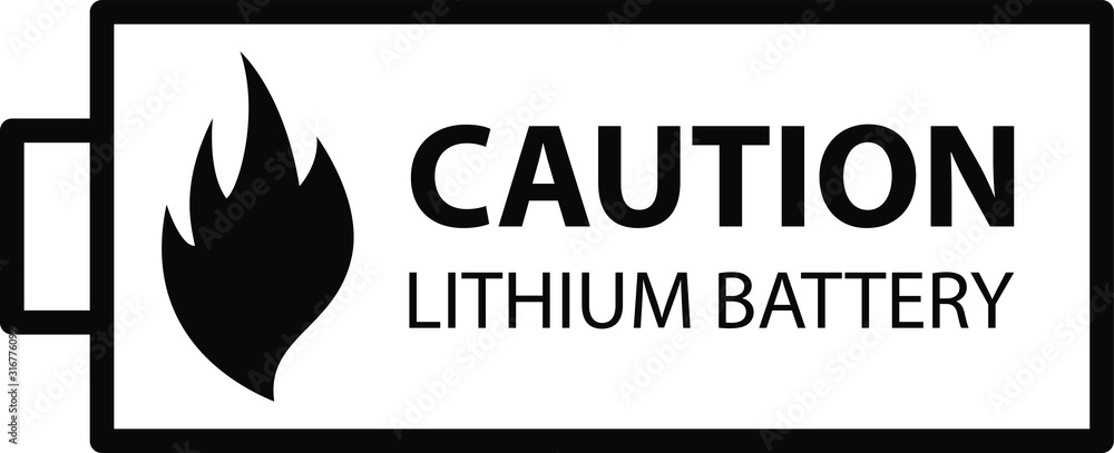lithium ion battery Caution Stock Vector | Adobe Stock