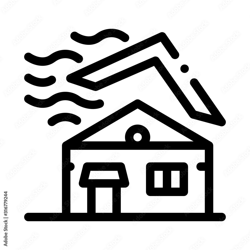 Roof Tear Down Icon Vector. Outline Roof Tear Down Sign. Isolated ...