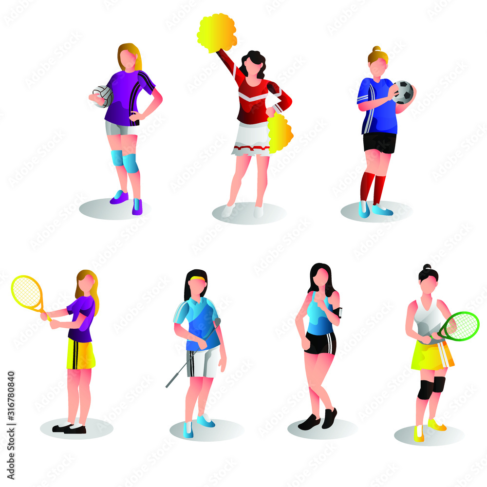 Female Athletes character vector Stock Vector | Adobe Stock