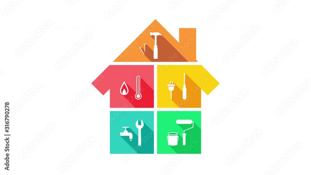 House with different parts and tools coming together as construction or ...