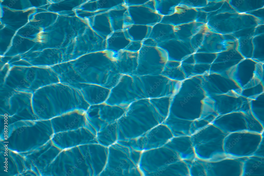Pattern of blue water surface reflection swimming pool, Ripple wave and ...