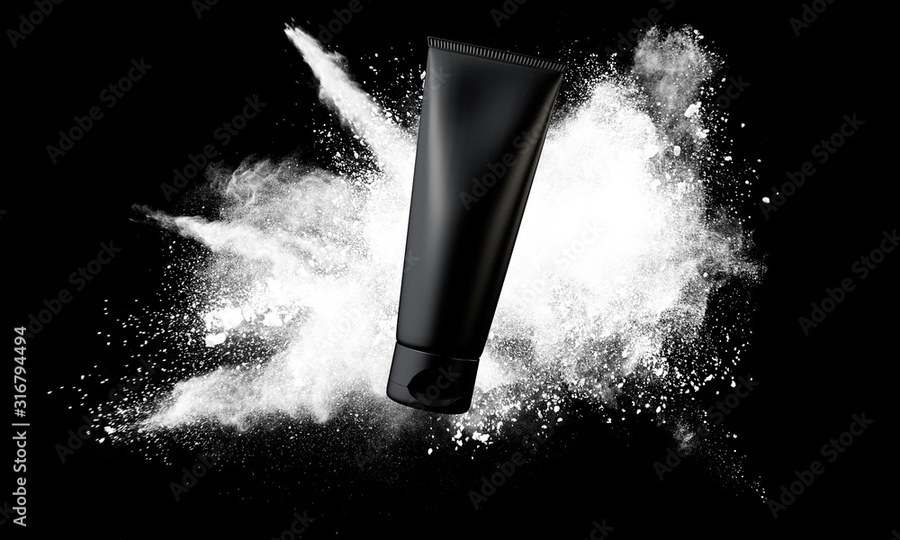 Black cosmetics tube mock up design. 3D Rendering Stock Illustration ...
