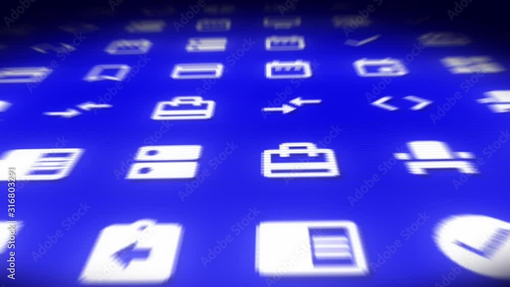 Social Media And Technology Icons Background Loop/ 4k animation of an abstract technology ...