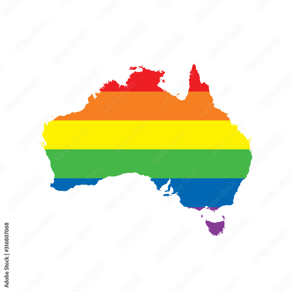 Australia LGBTQ gay pride flag map Stock Vector | Adobe Stock