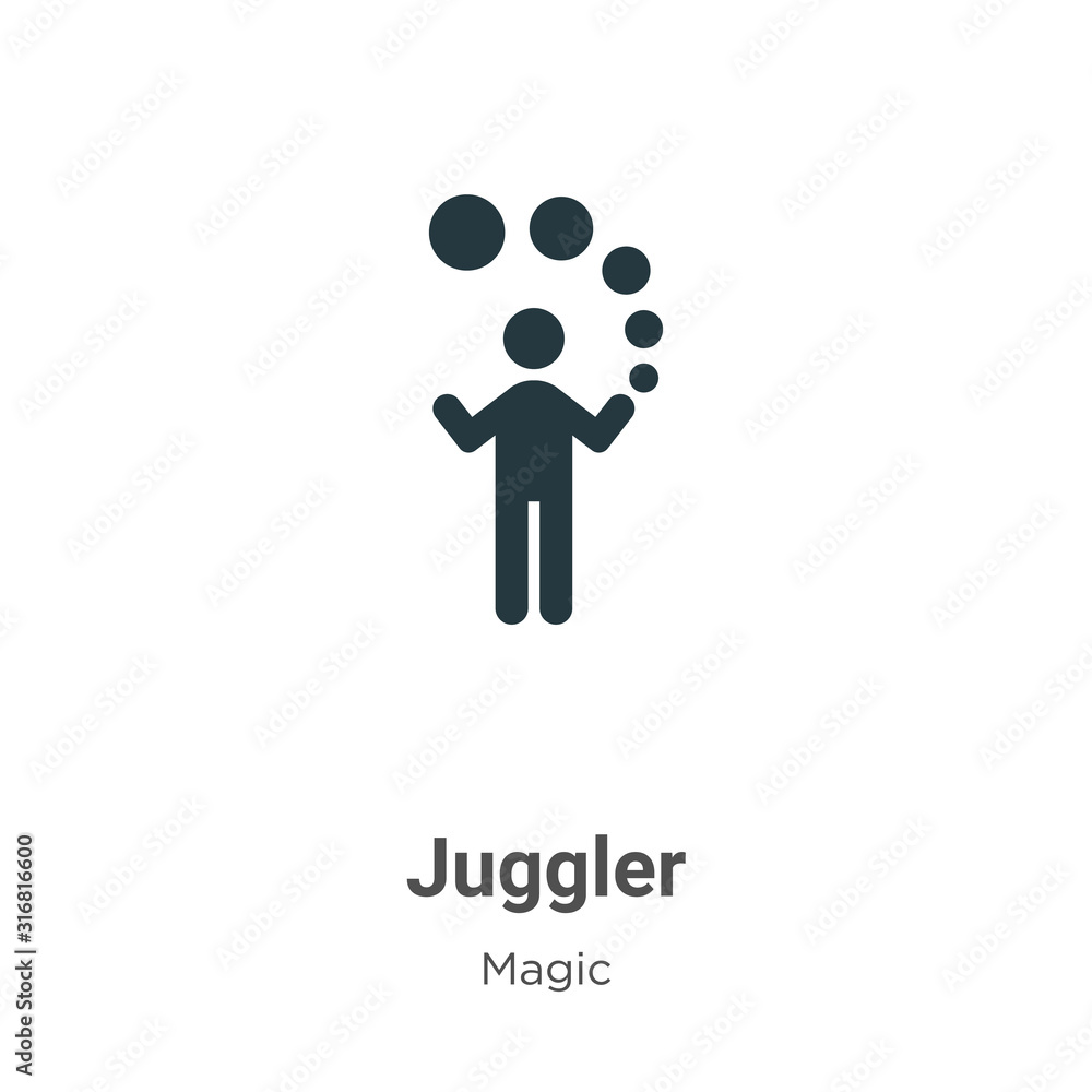 Juggler glyph icon vector on white background. Flat vector juggler icon ...