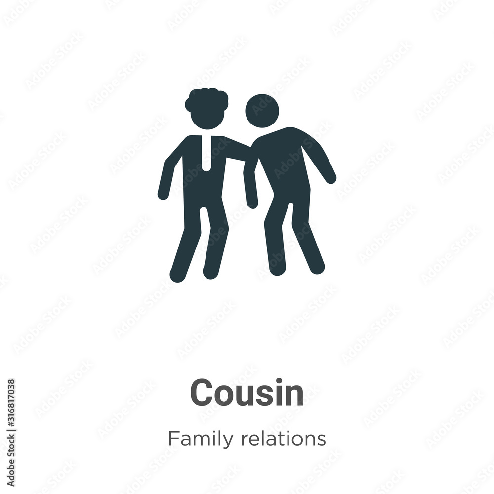 Vecteur Stock Cousin glyph icon vector on white background. Flat vector ...