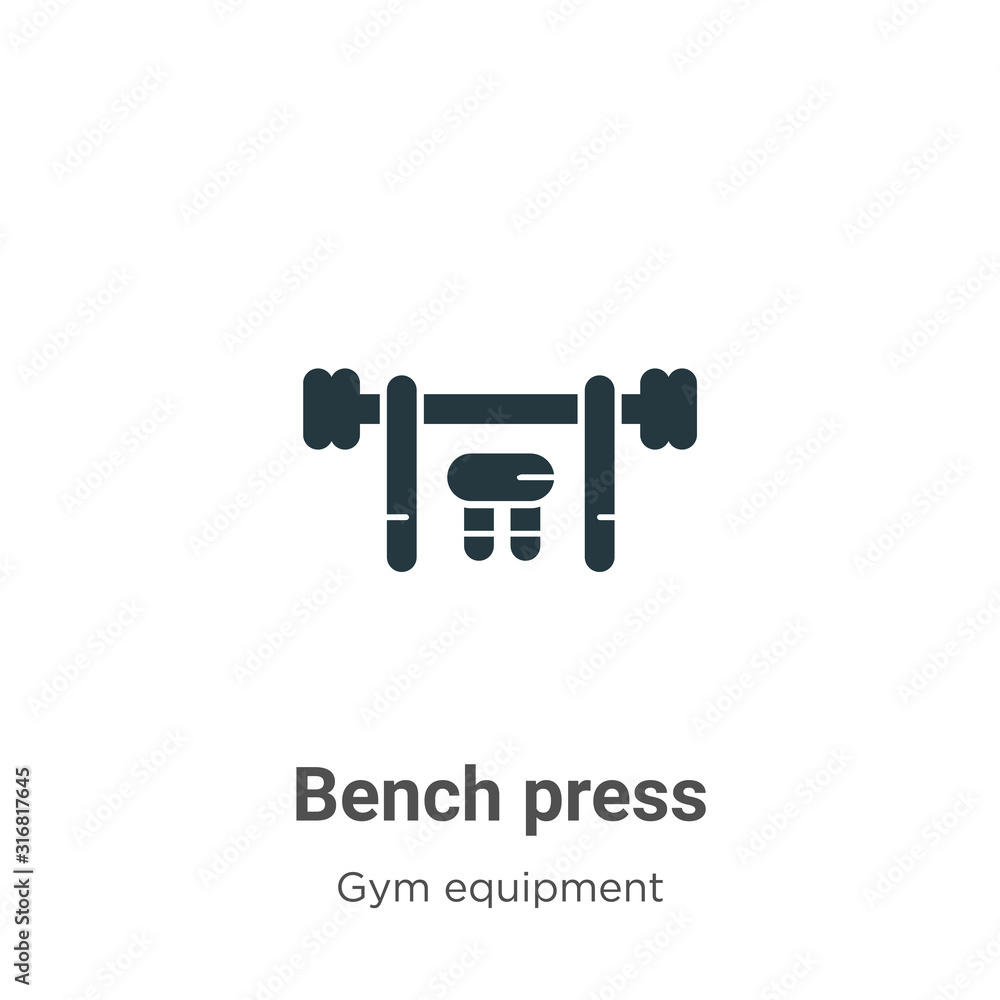 Bench press glyph icon vector on white background. Flat vector bench ...
