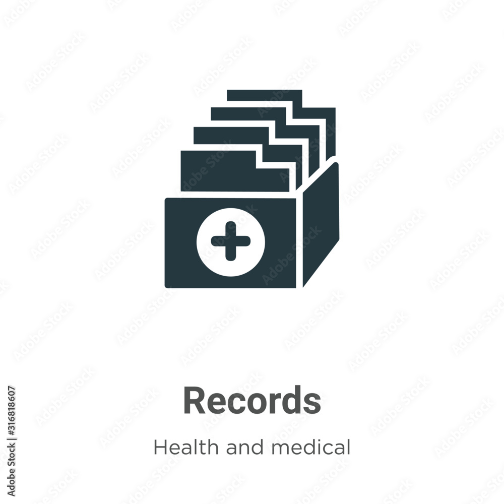 Records glyph icon vector on white background. Flat vector records icon ...