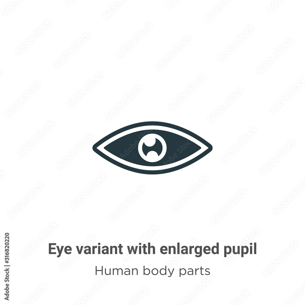 Eye variant with enlarged pupil glyph icon vector on white background ...