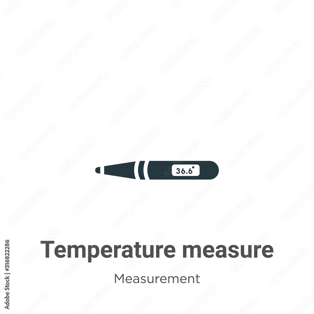 Temperature measure glyph icon vector on white background. Flat vector ...
