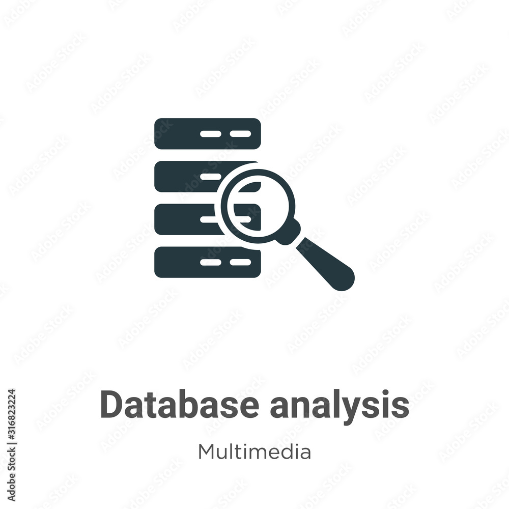 Database Analysis Glyph Icon Vector On White Background Flat Vector 
