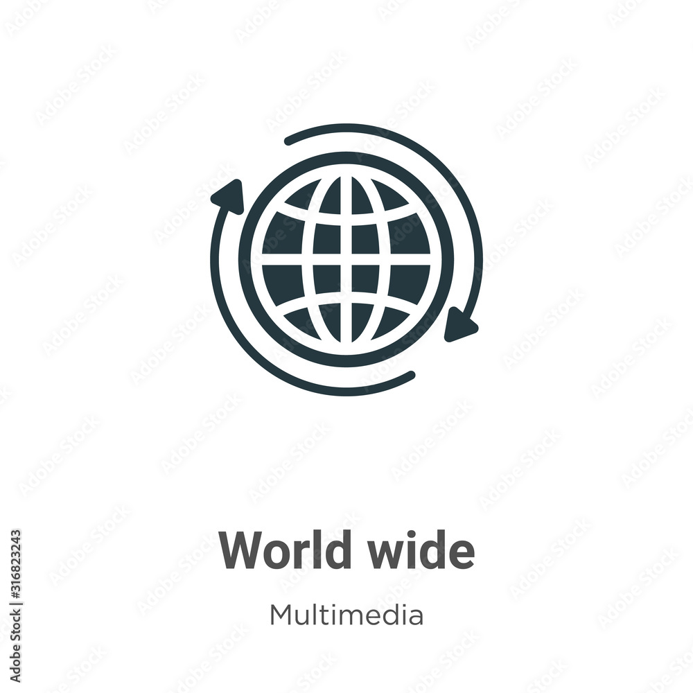 World wide glyph icon vector on white background. Flat vector world ...